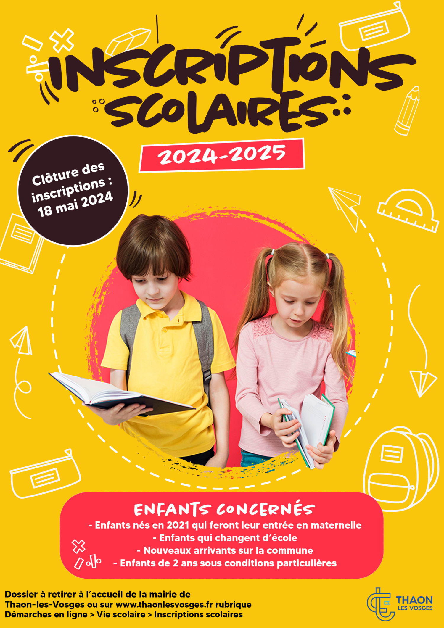 Inscriptions scolaires 2024-25 : c'est parti ! - Thaon-les-Vosges
